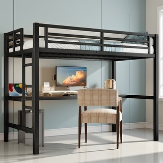 Metal Twin Size Loft Bed w/Power Outlet and LED Lighted,Space-Saving ...