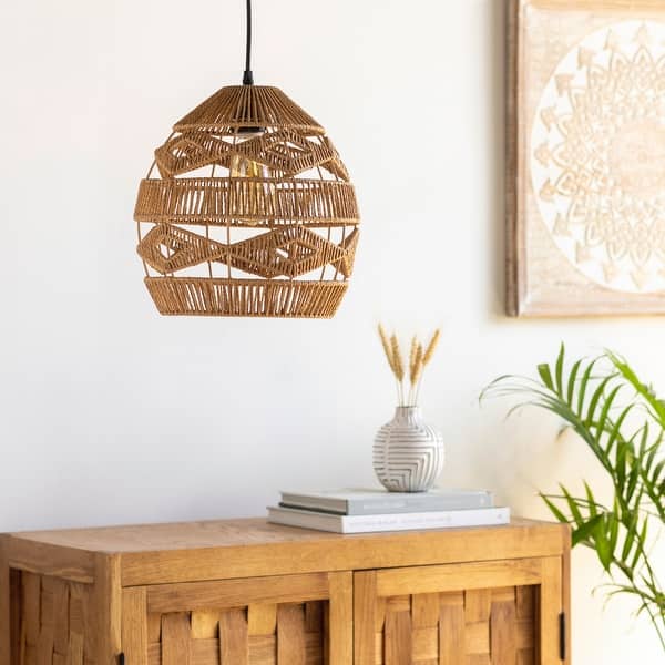 Artistic Weavers Krill Paper Rattan Bohemian Pendant Light - Bed Bath ...