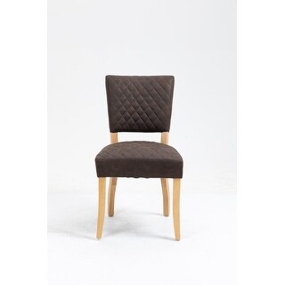 Diamond Stitching Upholstered Accent Chairs Rattan Dining Chairs, Dark ...
