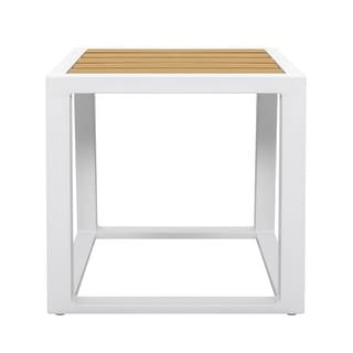 Outdoor 18 Inch Square Side Table, Aluminum Frame, Imitation Wood ...