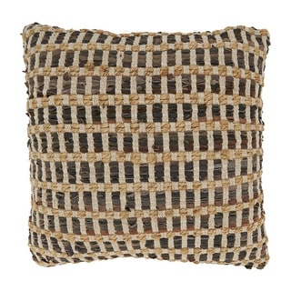 Earthy Leather and Jute Woven Throw Pillow - Bed Bath & Beyond - 39951427