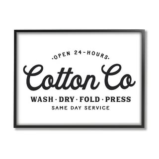 Stupell 24 Hour Cotton Co. Laundry Sign Same Day Service Framed Wall ...