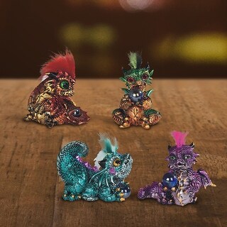 ICE ARMOR 4-PC Colorful Dragon Baby with Spiky Hair Set 3"H Figurine ...
