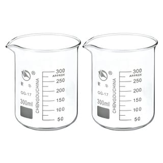 2pcs 300ml Low Form Glass Beaker 3.3 Borosilicate Lab Measuring Cups ...
