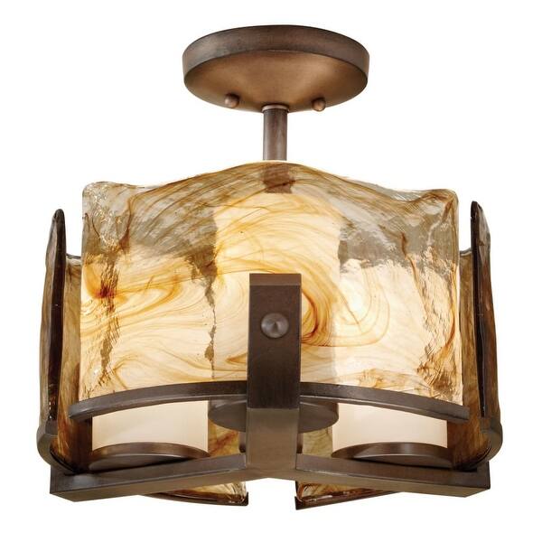 Feiss SF299 Aris 3 Light Semi-Flush Ceiling Fixture with Opal Etched ...