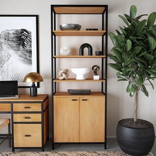 Butler Hans 35.25" W x 84.25"H Etagere Bookcase - Bed Bath & Beyond ...