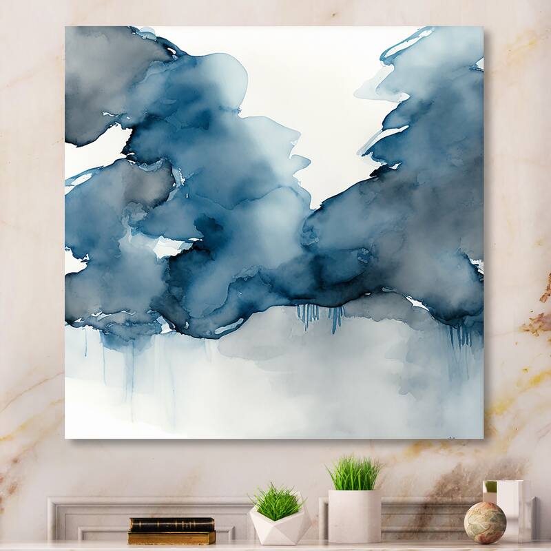 Designart 'Through The Sapphire Blue Clouds II' Abstract Liquid Ink ...
