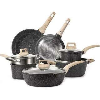 Nonstick Pots and Pans Set, 11 Pcs Granite Stone Kitchen Cookware Sets ...