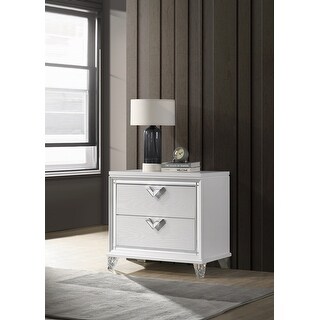 Modern Style 2-Drawer Nightstand with LED Glow & V-Shape Handles - Bed ...