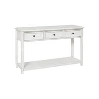 50 Inch Sofa Console Table, 3 Drawers and Open Shelf, Classic White ...