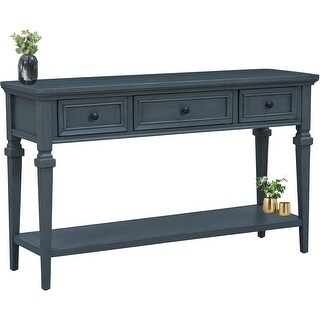 Classic Retro Navy Console Table with Three Top Drawers - Bed Bath ...