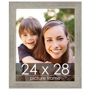 24x28 Distressed/Aged Contrast Grey Complete Wood Picture Frame with UV ...