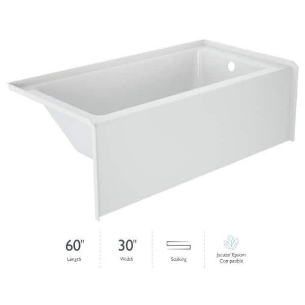 Jacuzzi Signature 60" Three Wall Alcove Acrylic Soaking Tub with Right ...