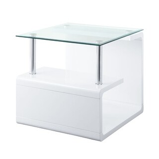 1 Tier Shelf Glass End Table in High Gloss White - Bed Bath & Beyond ...