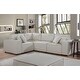 L-Shape Modular Welt Trim Linen Sectional Sofa with 5 Accent Pillows ...
