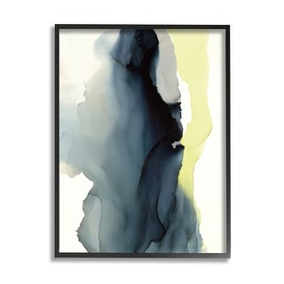 Stupell Fluid Layered Abstraction Grey Blue Yellow Distortion Framed ...