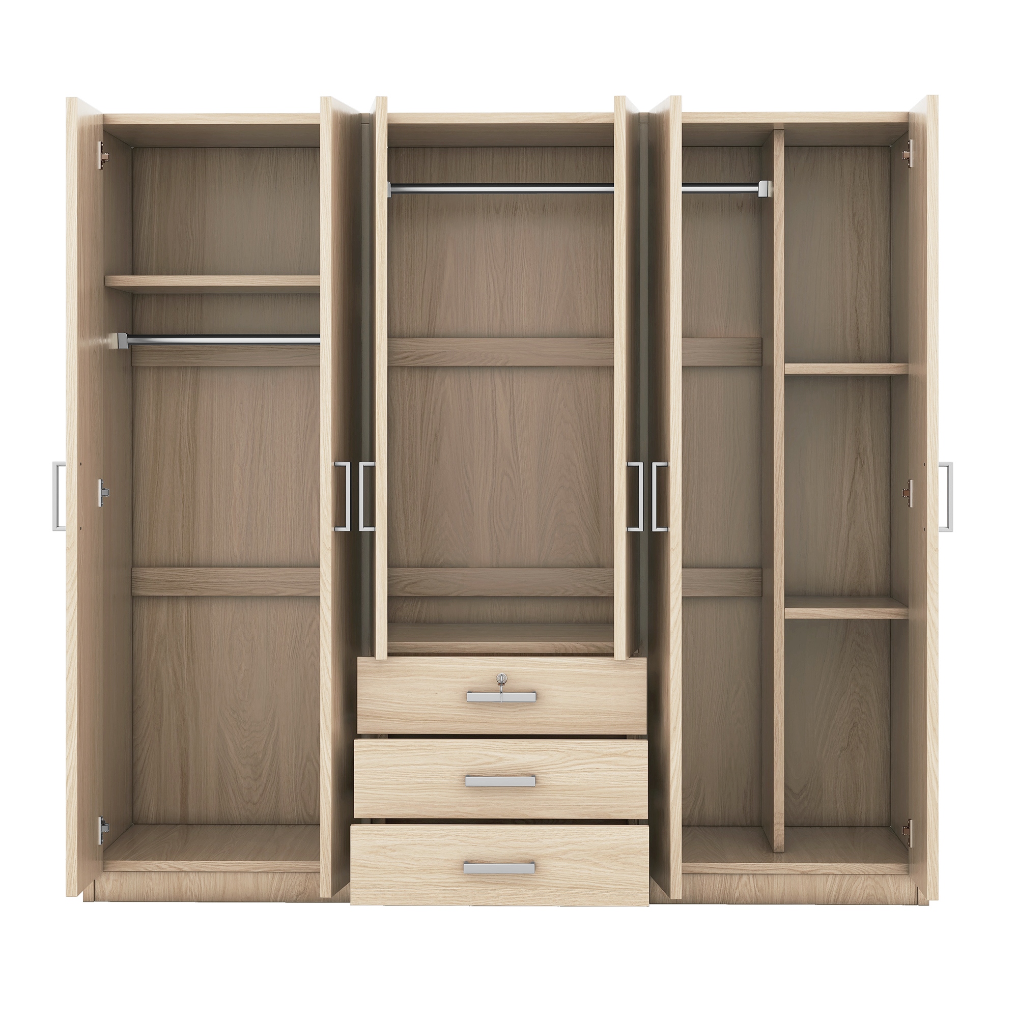 68 High Armoire Closet Cabinet for Bedroom Classic Brown Freestanding Floor Big Wardrobe with Hanging Clothes Rod Drawers