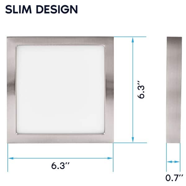 Luxrite 6 Inch Square LED Flush Mount Light, 15W 1000LM, 5CCT, Dimmable ...