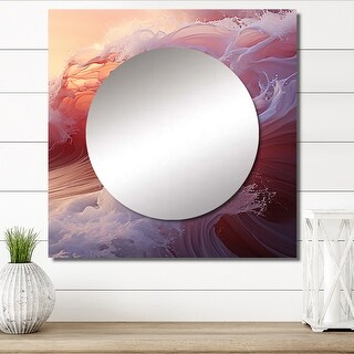 Designart "Coral Wave Colorful Wonder I" Modern Wall Mirror - Coastal ...