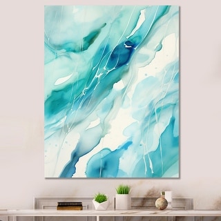 Designart "Turquoise Waves Impressions Of Infinity I" Abstract Painting ...