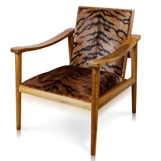 Galaxia - Tiger Print Lounge Chair - Solid Teak Wood Frame - Light ...