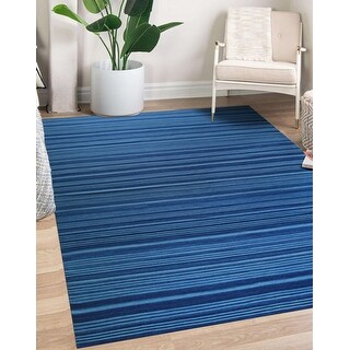 Home Decor Blue Hand-Woven Wool Flat Modern Weave Rug by EORC Stylish ...