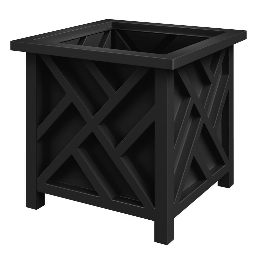 Lattice Design Planter Box – 14.75-Inch-Square Decorative Outdoor ...