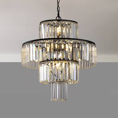Oaks Aura Modern Mid-Century Black Glam Empire Crystal Chandelier, Crystal Ceiling Light for ...
