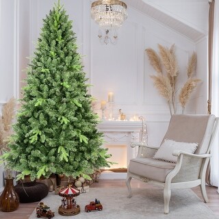 9ft Unlit Artificial Christmas Tree with Hinged Branches and Flame ...