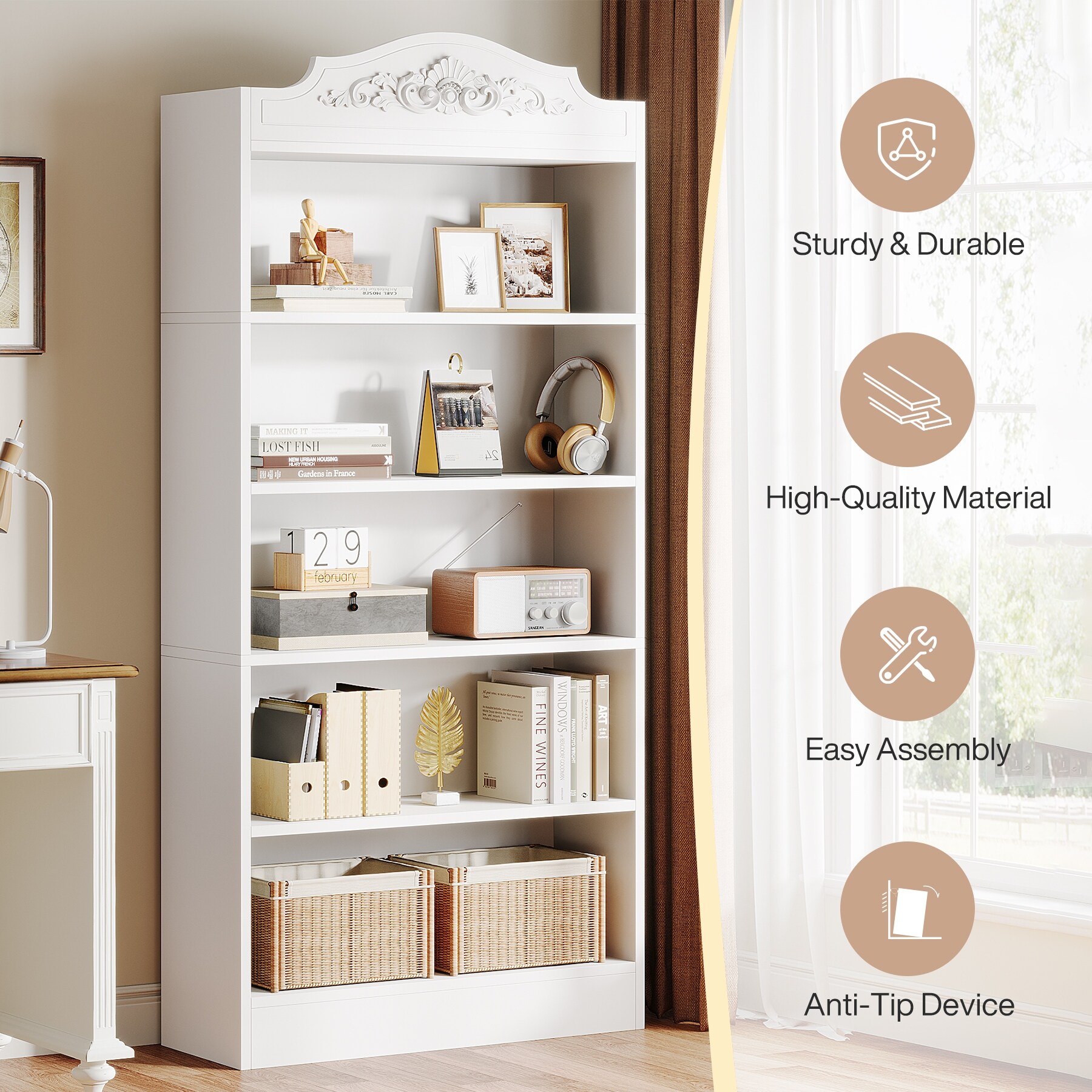 Sturdy white bookshelf store