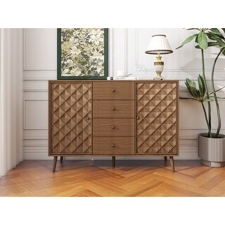 2 Door 4 Drawer Storage Cabinet With Solid Wood Feet And Old Style ...