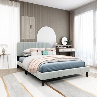 Queen Size Platform Bed Linen Light Grey - Bed Bath & Beyond - 36407057