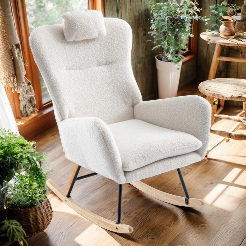 Rocking Chair Teddy Velvet Fabric Rocking Chair - Bed Bath & Beyond ...