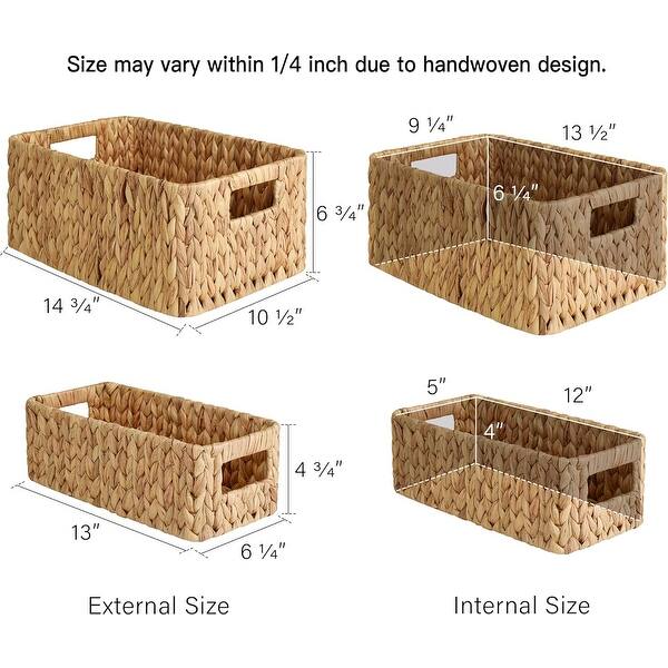 Square Wicker Baskets with Built-in Handles,Set of 3 (1PC Large, 2PCS ...