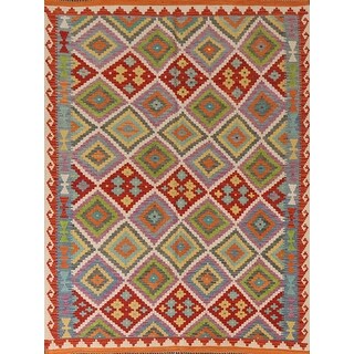 Geometric Kilim Reversible Area Rug Decorative Hand-woven Wool Carpet ...