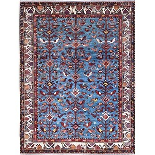 Shahbanu Rugs Cornflower Blue Turkish Knot Small Birds Figurines ...