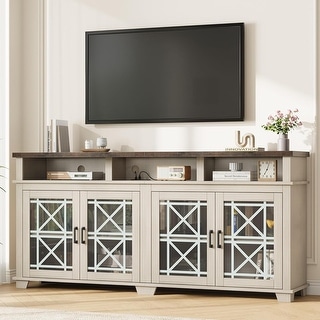 TV Stand for 80 inch,Entertainment Center with LED Lights and Storage ...