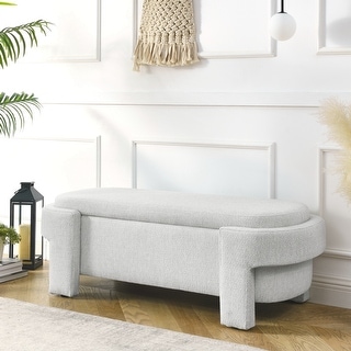 Linen Fabric Upholstered Bench with Large Storage Space - Bed Bath ...