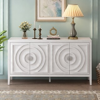 Side Cabinet with Circular Groove Design and Round Metal Door Handle ...