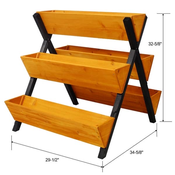 3 Tiers Wooden Vertical Raised Garden Bed with Legs，Slanted Planter ...