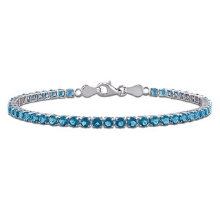 Miadora 4 3/5ct TGW London Blue Topaz Tennis Bracelet in Sterling ...