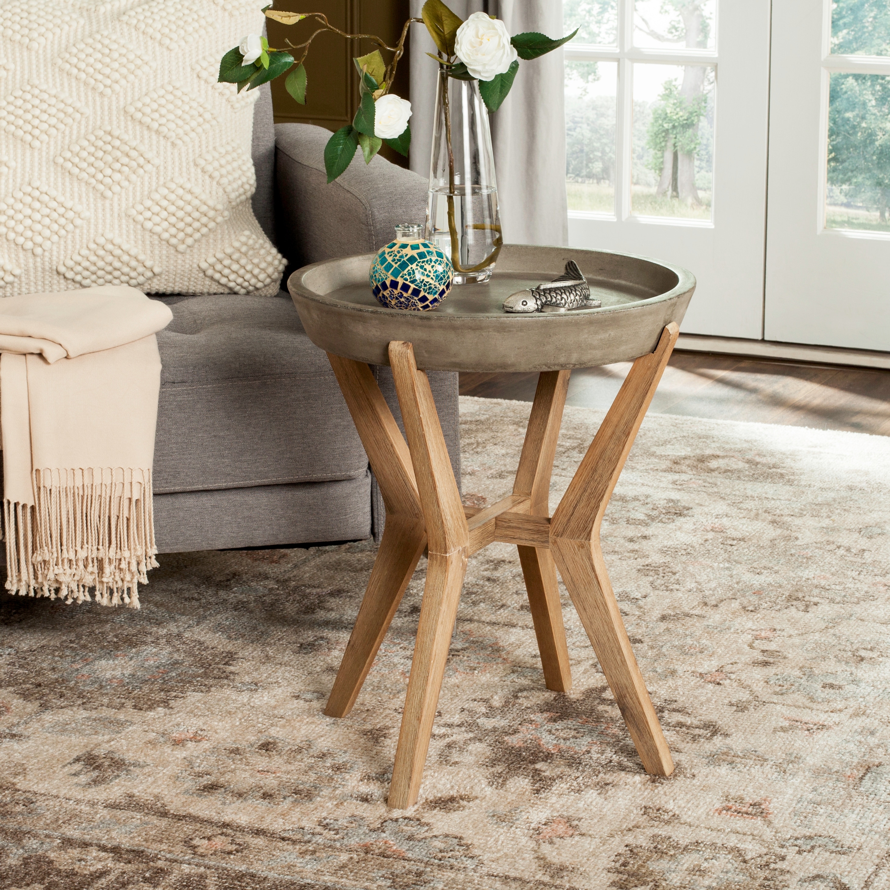 Haines tray top end table with storage store