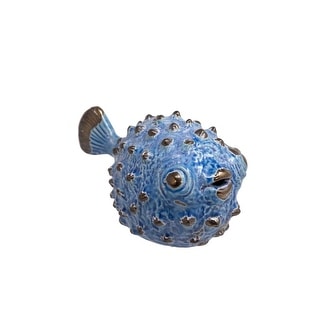 Sagebrook Home Whimsical Ceramic Pufferfish Figurine, Intricate ...