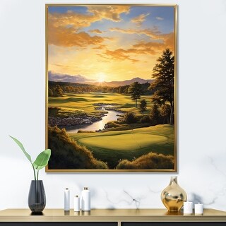 Designart "Golf Golden Hour Golf" Golf Framed Wall Art Prints - Bed ...