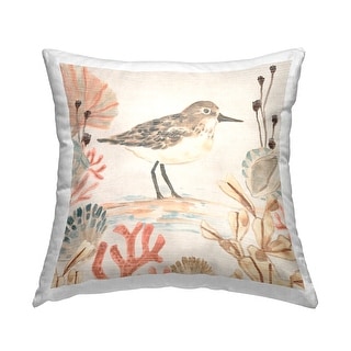 Stupell Sandpiper with Coral Border Printed Throw Pillow by June Erica ...