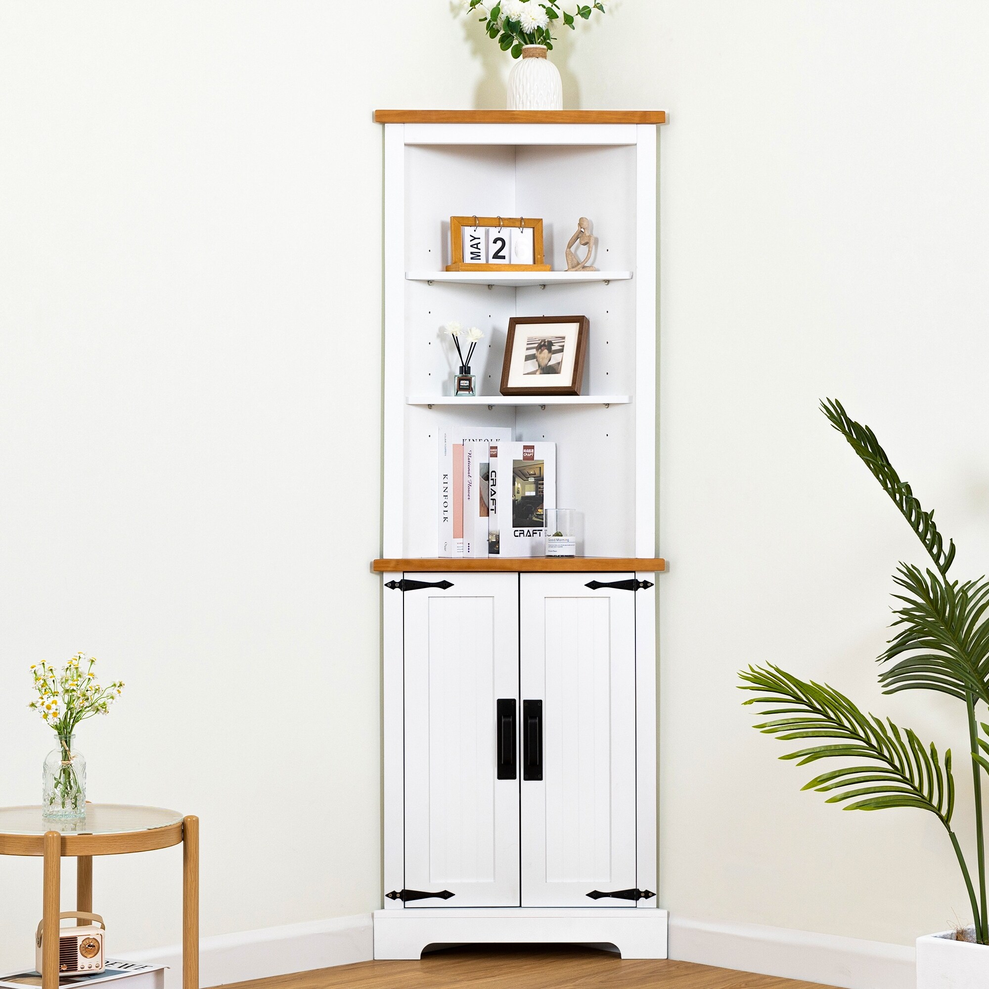 Elegant White Corner Cabinet with Adjustable Shelves Magnetic Doors and Modern Design for Organized Storage Bed Bath Beyond 41768062