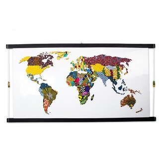 Novica Handmade World Map Multicolored Original Map Collage - Bed Bath ...