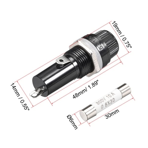 Screw Cap Panel Mounted Fuse Holder AC 250V 10A w Ceramics Fuse 2Set ...