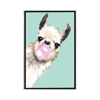 iCanvas "Sneaky Llama Blowing Bubble Gum In Green" by Big Nose Work ...