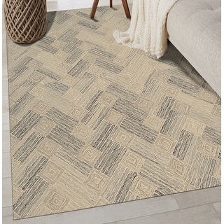 Hand-tufted Wool MULTY GREY Transitional Geometric Modern Tufted Rug ...